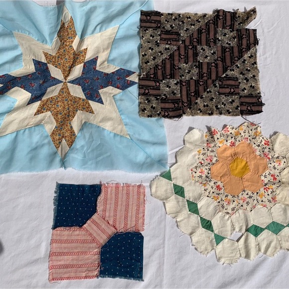 Handmade | Other | Vintage Quilt Blocks 4 Assorted Shapes Colors And ...